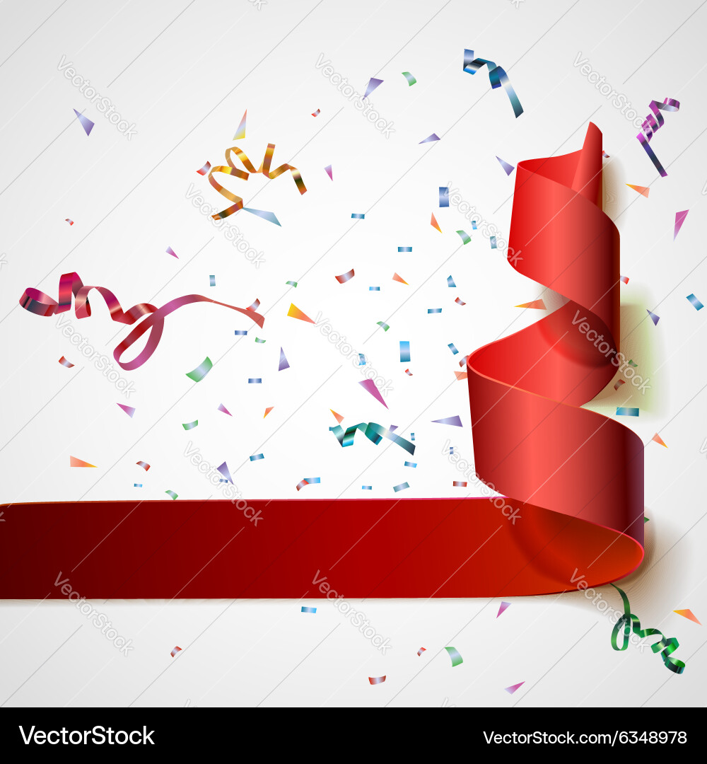 Streamers with confetti Royalty Free Vector Image