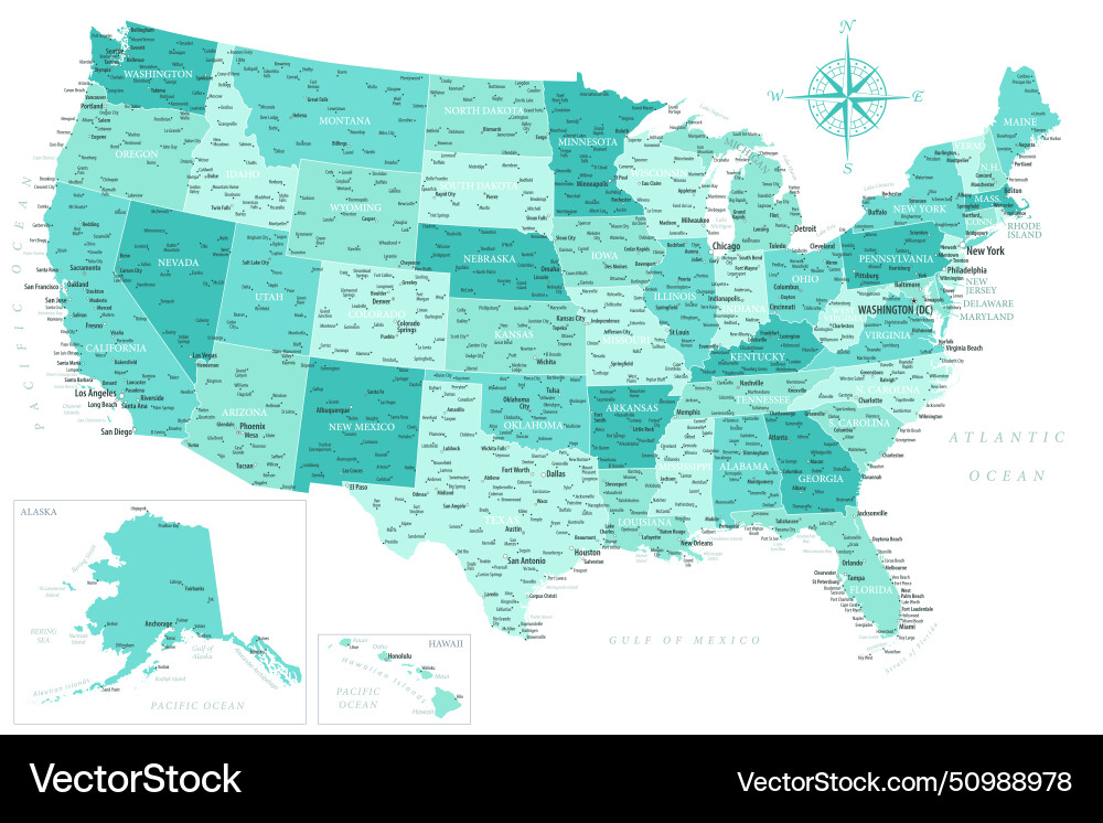 United states - highly detailed map Royalty Free Vector