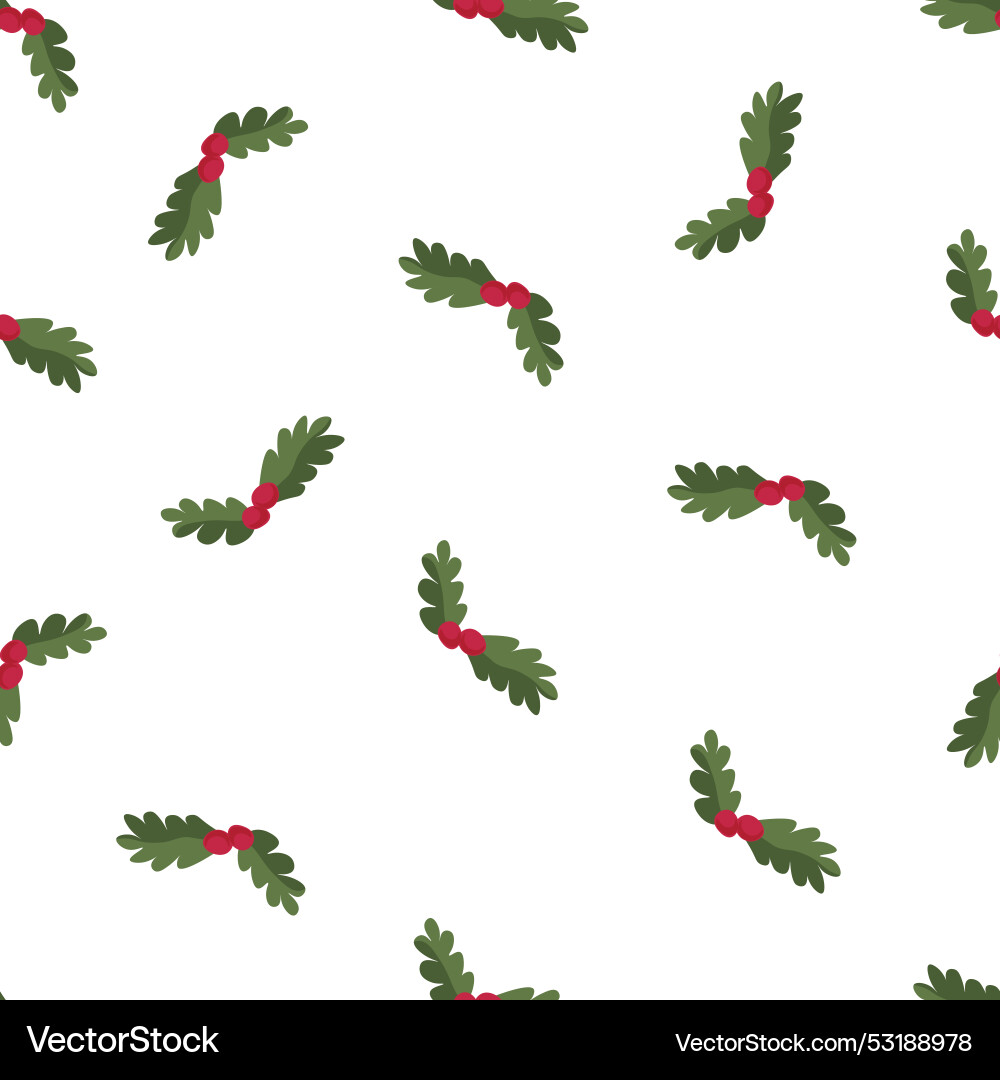 White background holly leaves pattern Royalty Free Vector