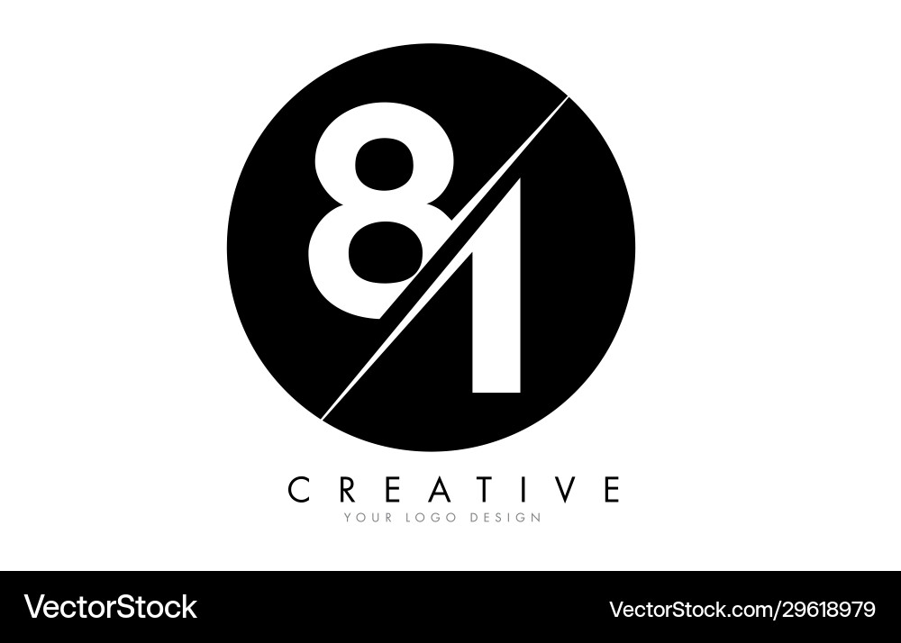 81 8 1 number logo design with a creative cut Vector Image