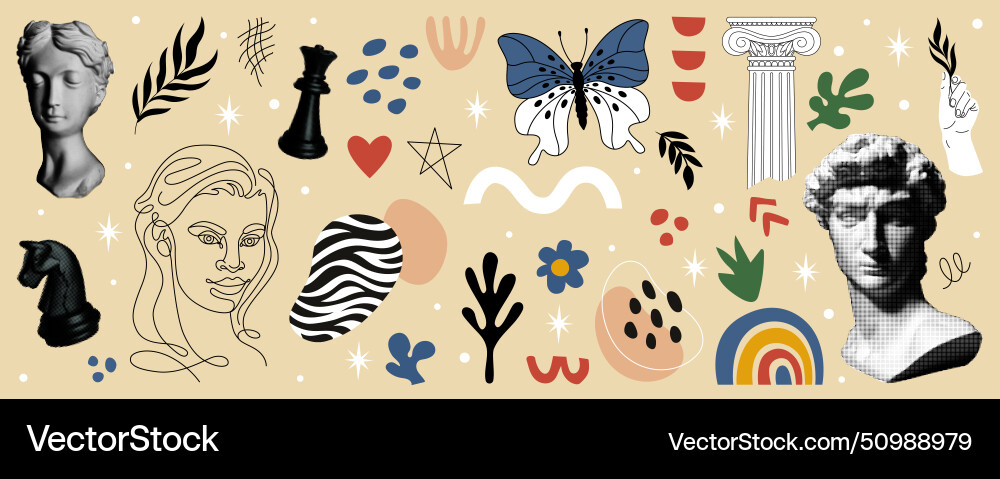 Art abstract poster people face ancient Royalty Free Vector