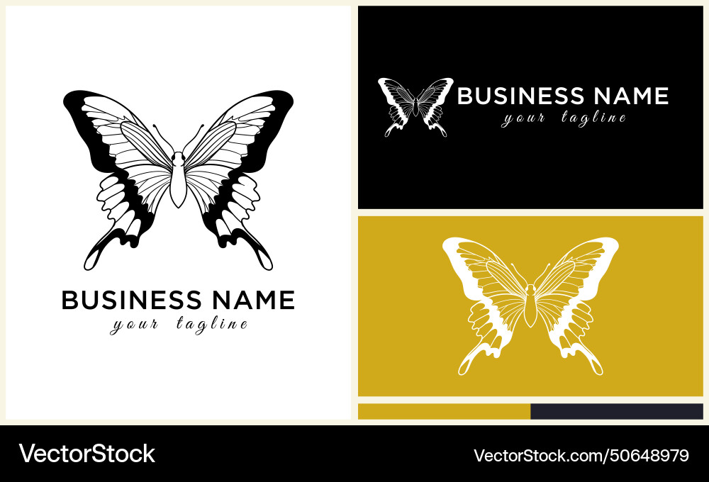 Butterfly line logo template Royalty Free Vector Image