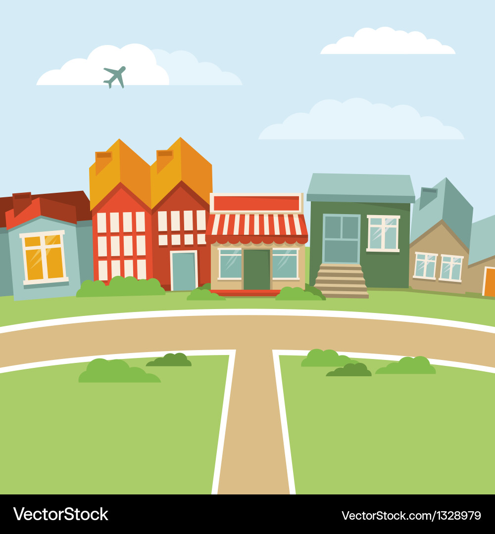Cartoon town Royalty Free Vector Image - VectorStock