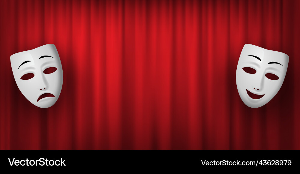 Comedy and tragedy theatrical mask isolated Vector Image