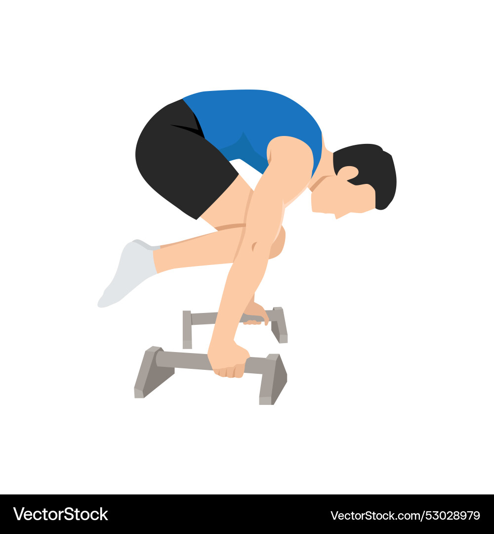 Man doing tuck planche calisthenics exercise Vector Image