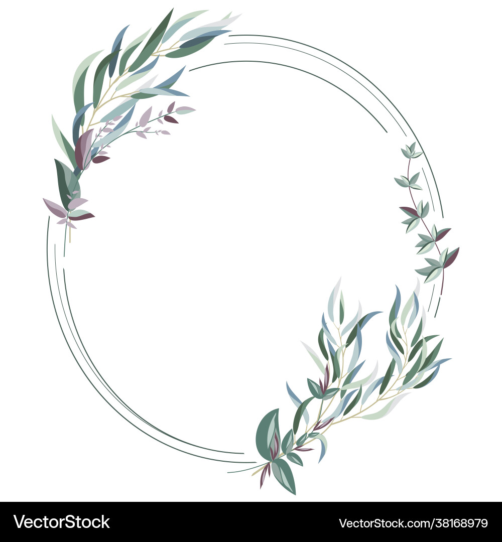 Oval frame with greenery Royalty Free Vector Image