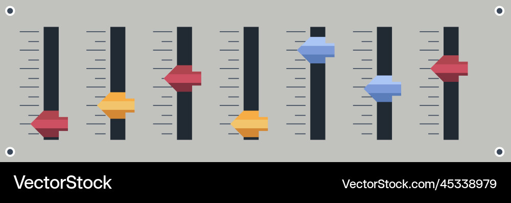 Panel with toggle switchers mixing sound system Vector Image