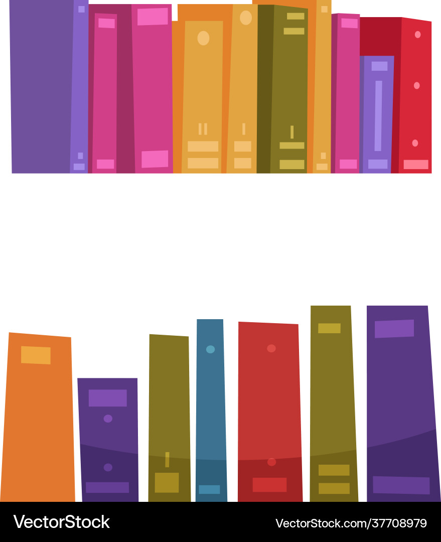 Rows of books composition Royalty Free Vector Image