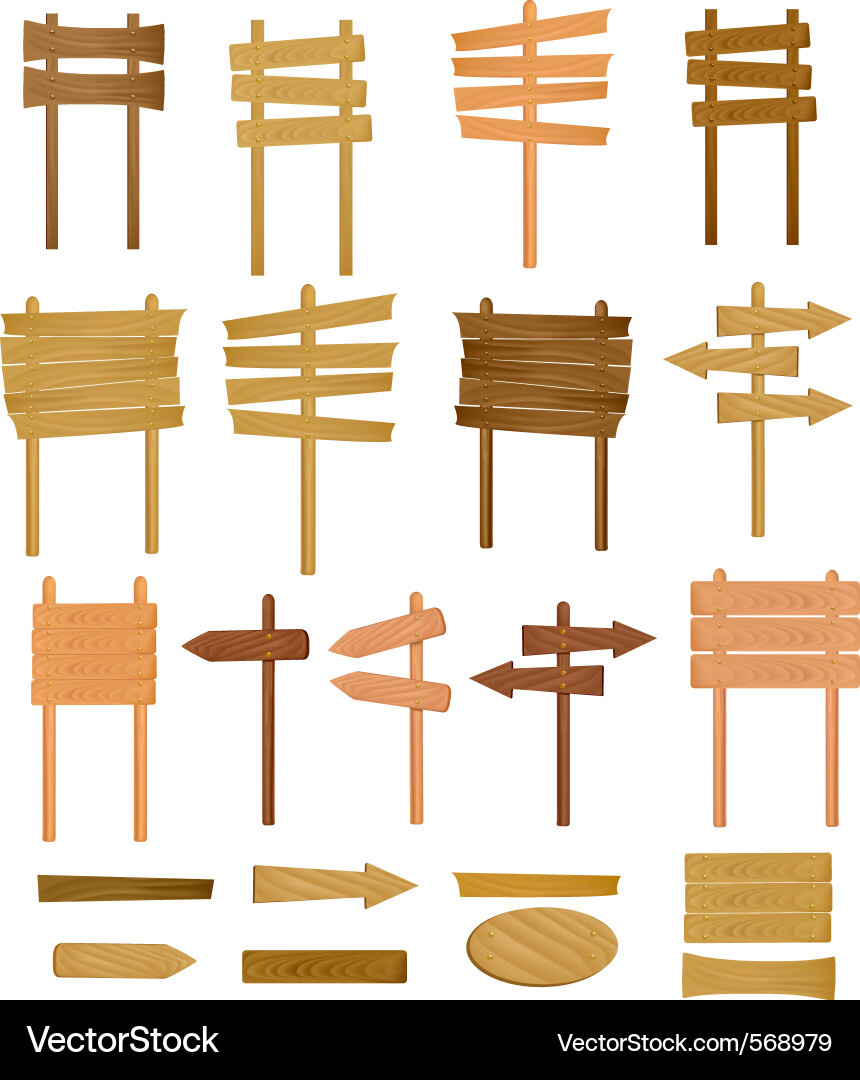 Wooden Sign Collection Royalty Free Vector Image