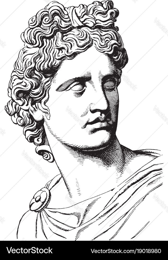 Apollo Sculpture - Vintage Line Art Royalty Free Vector