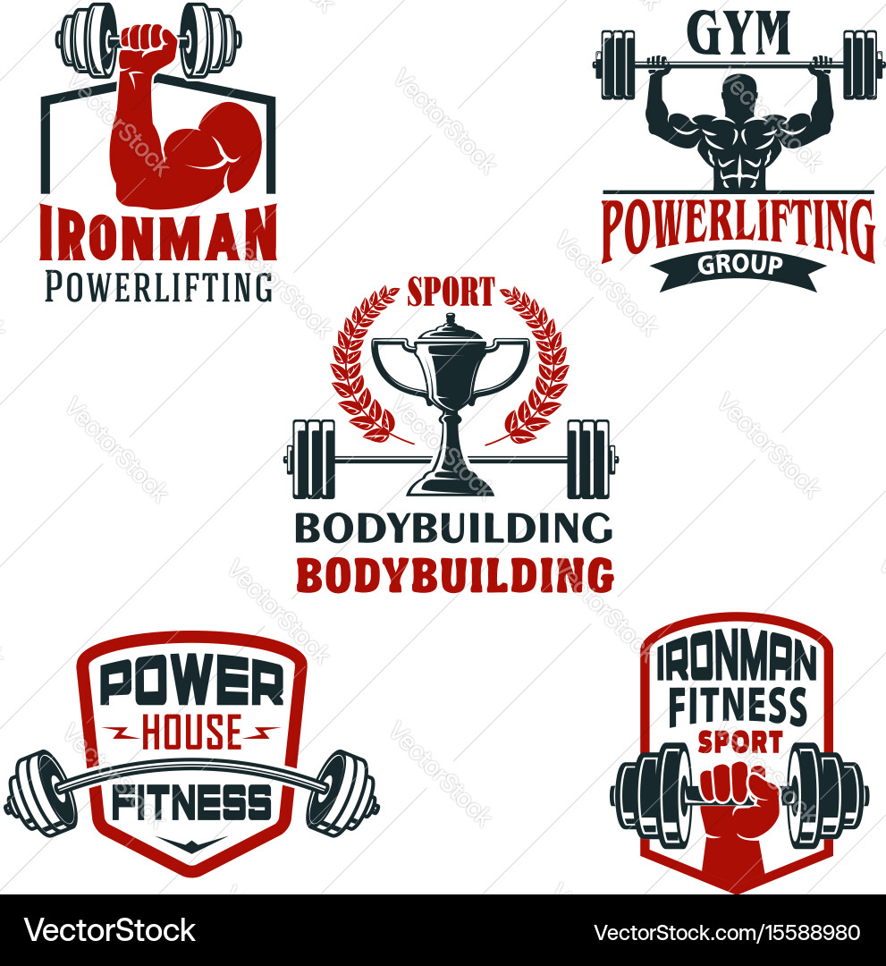 Bodybuilding & Powerlifting Icons Royalty Free Vector