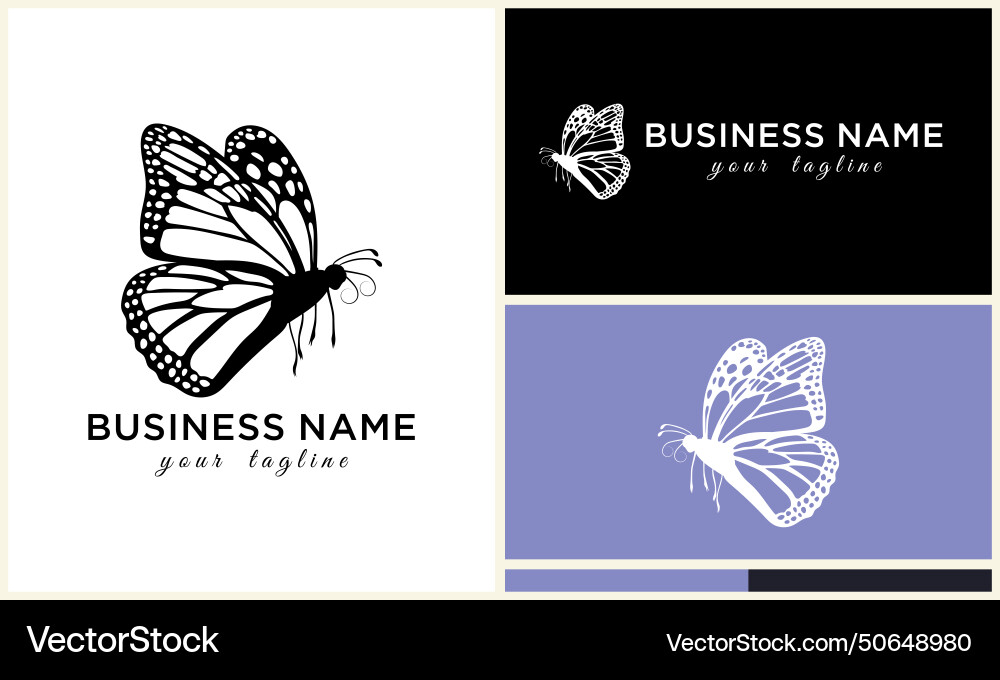 Butterfly line logo template Royalty Free Vector Image