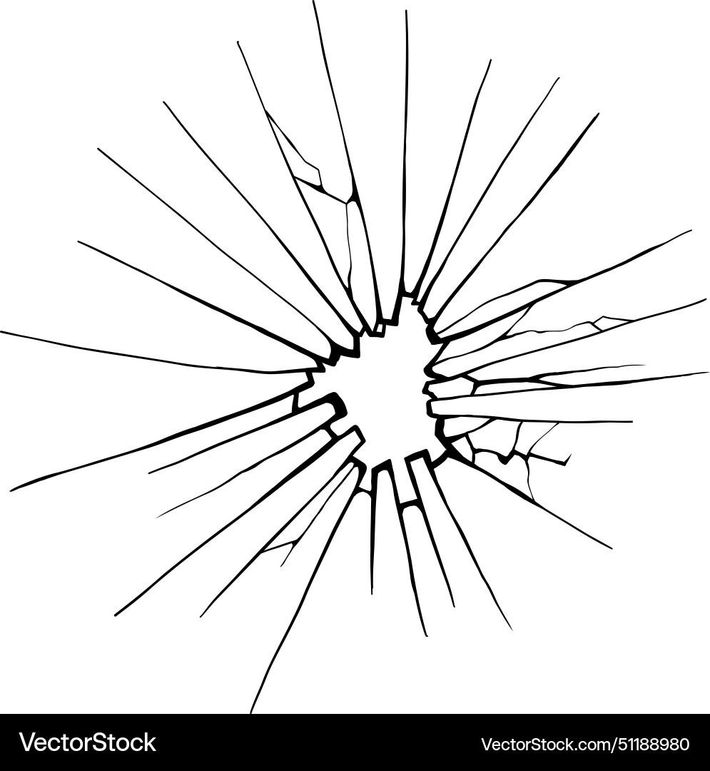 Cracked glass broken window shattered glassy Vector Image