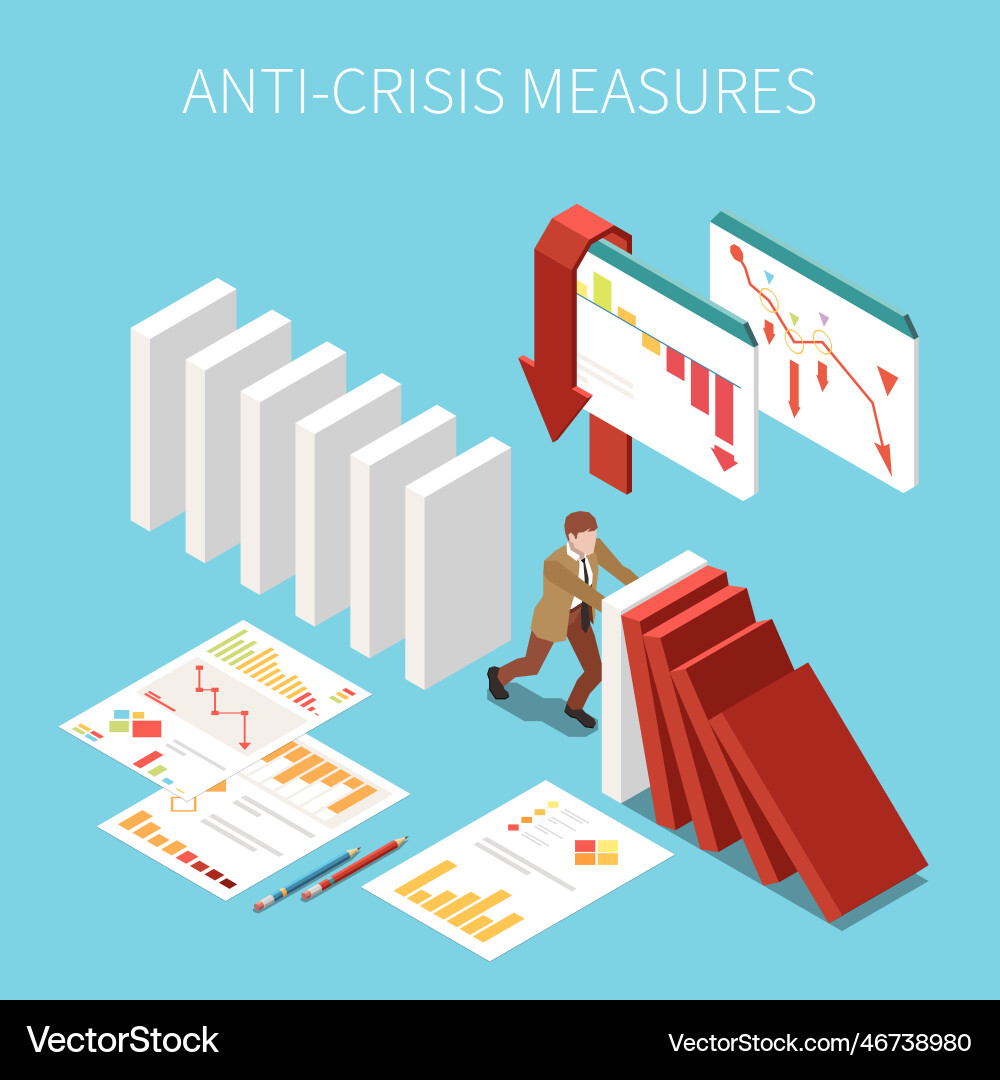Crisis management isometric Royalty Free Vector Image