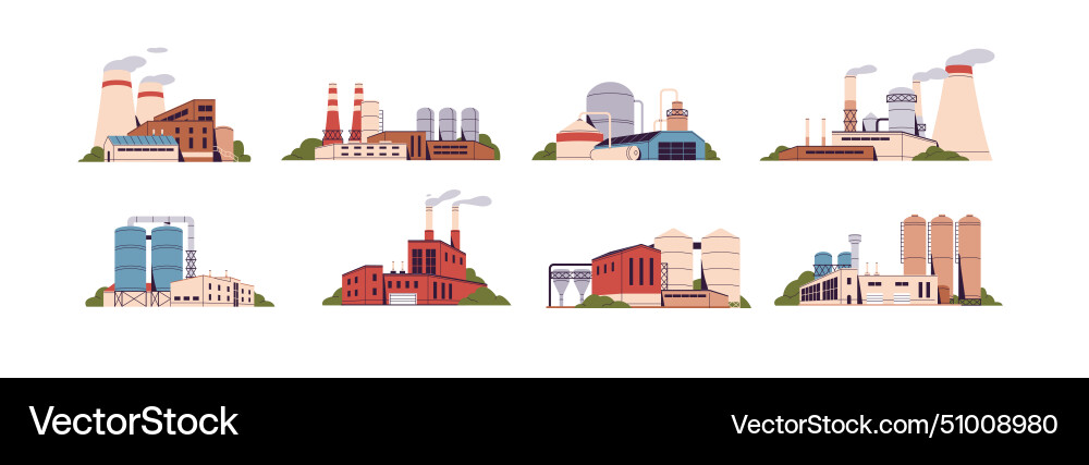 Different manufacturing set chemical plant Vector Image