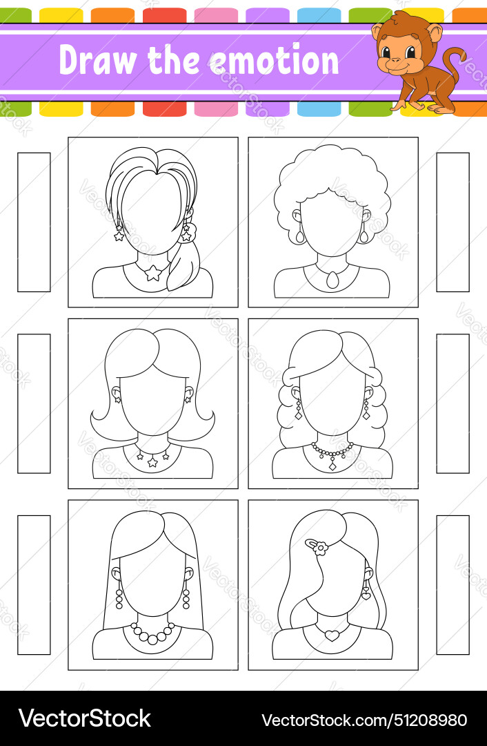 Draw the emotion worksheet complete face Vector Image