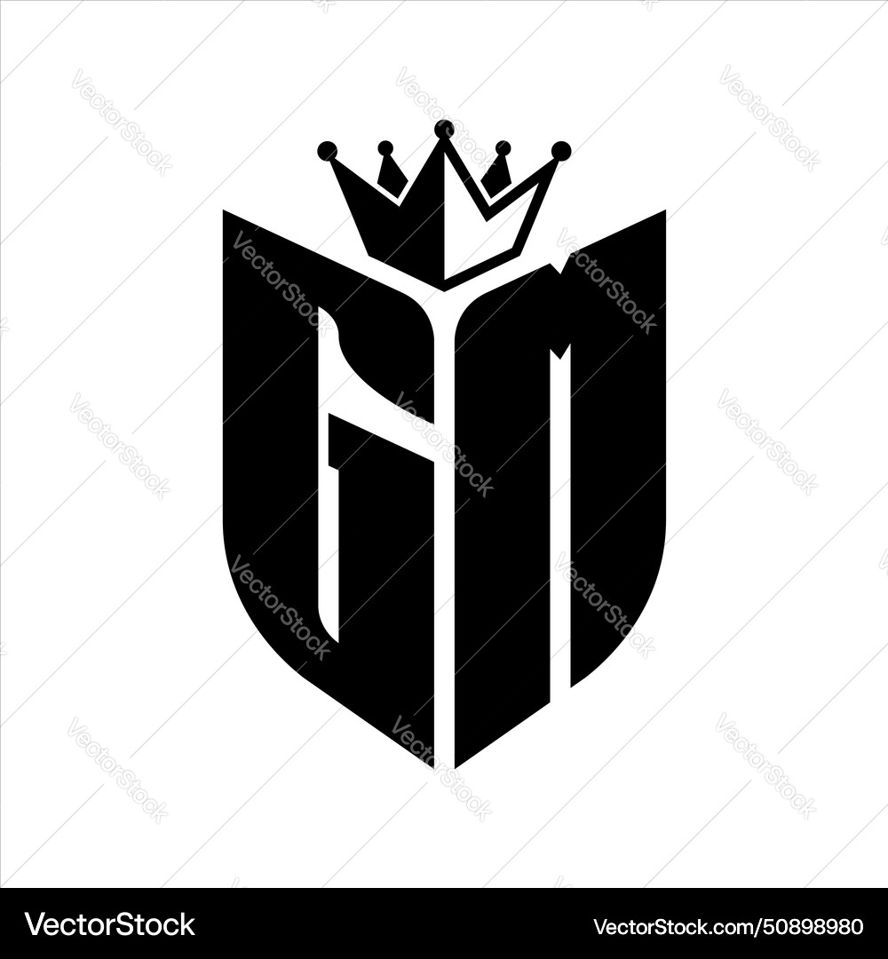Gm letter monogram with shield shape crown Vector Image