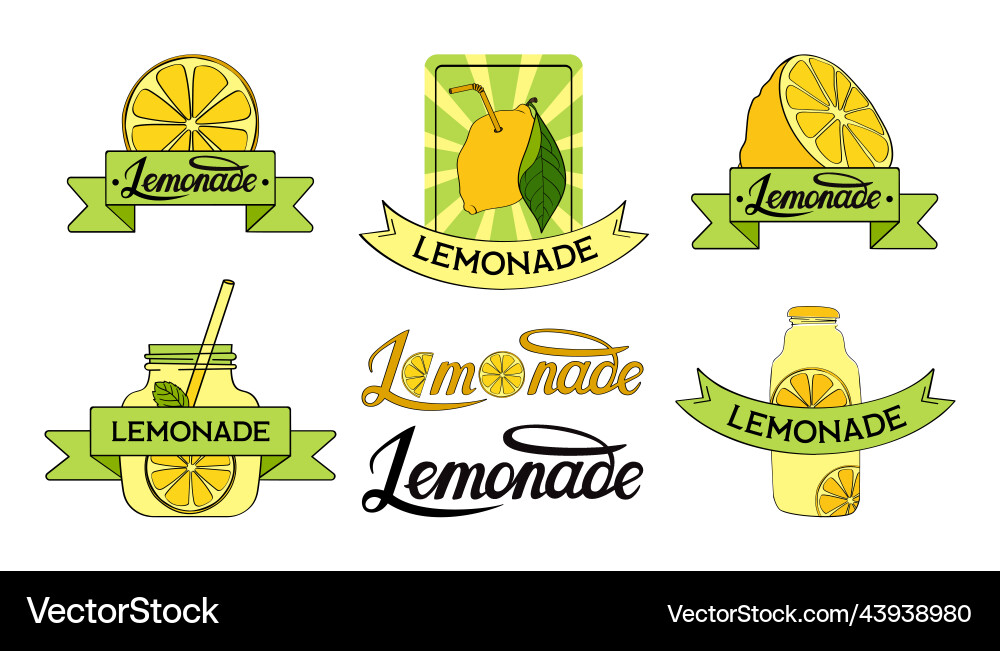 Lemonade stickers fresh lemon label with text Vector Image
