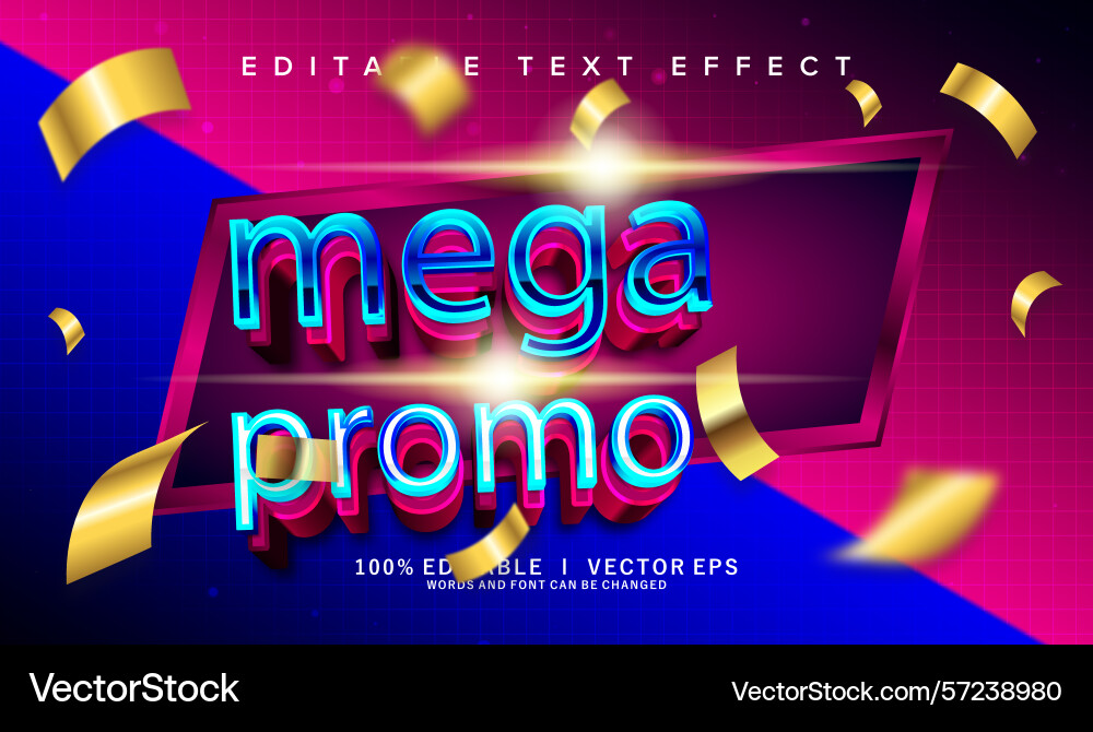 Mega promo text effect with modern style design Vector Image