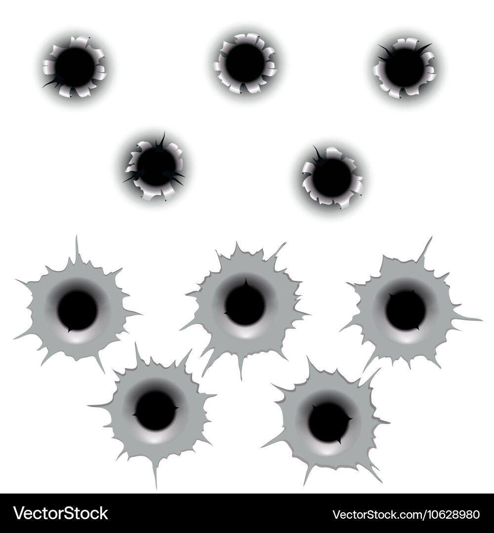 Metal bullet hole set input holes Royalty Free Vector Image