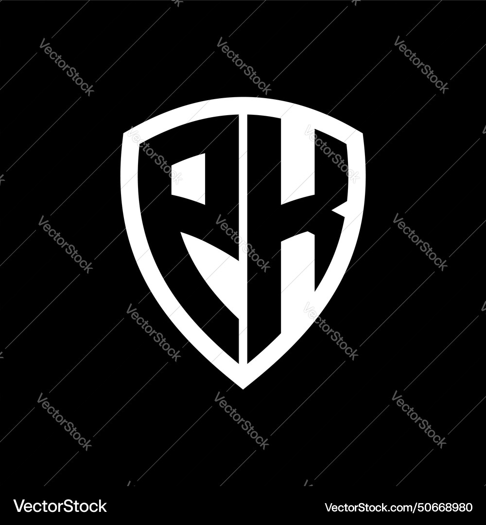 Pk monogram logo with bold letters shield shape Vector Image