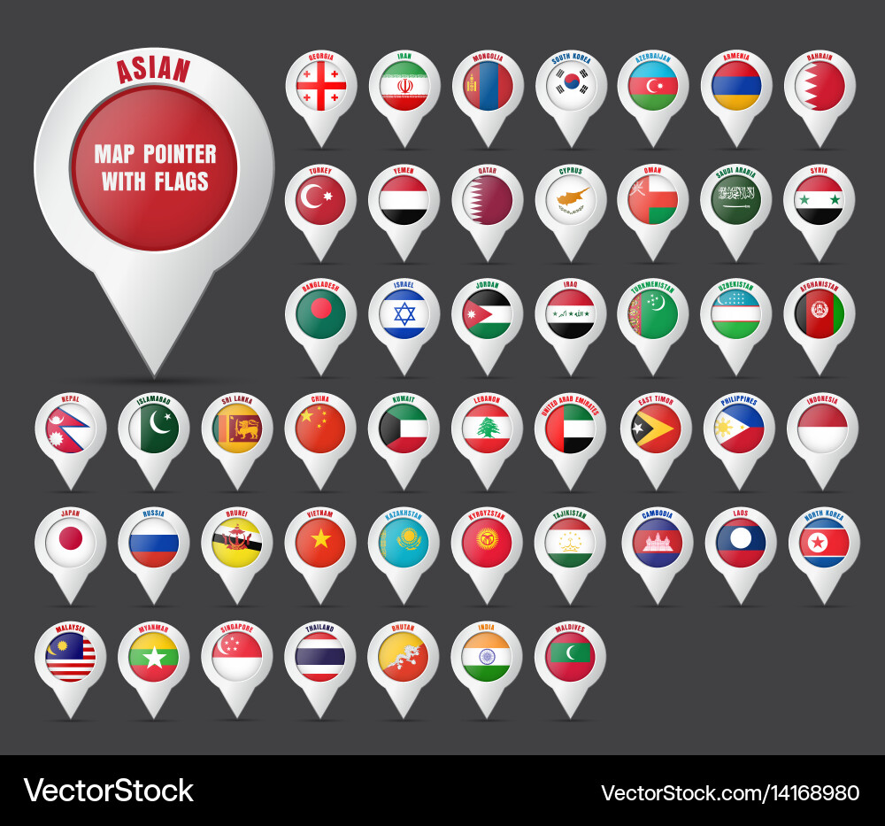 Set the pointer to map with flag Royalty Free Vector Image
