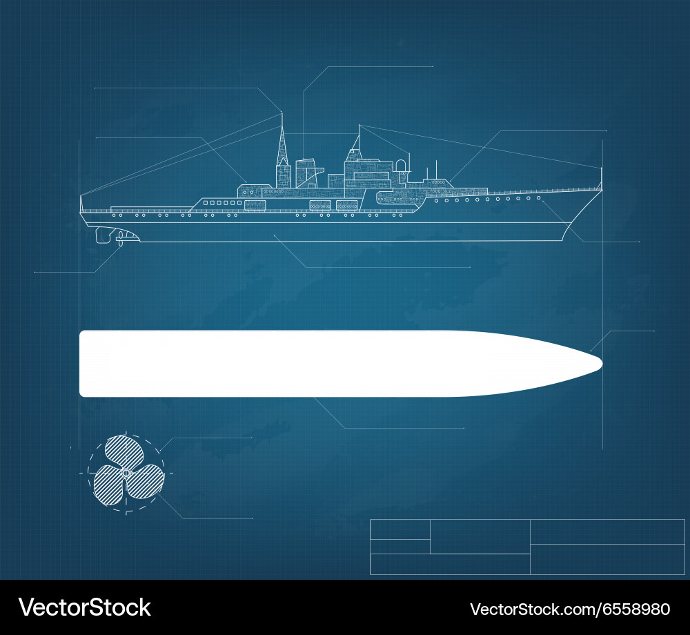 Ship Blueprint Schematic Royalty Free Vector Image