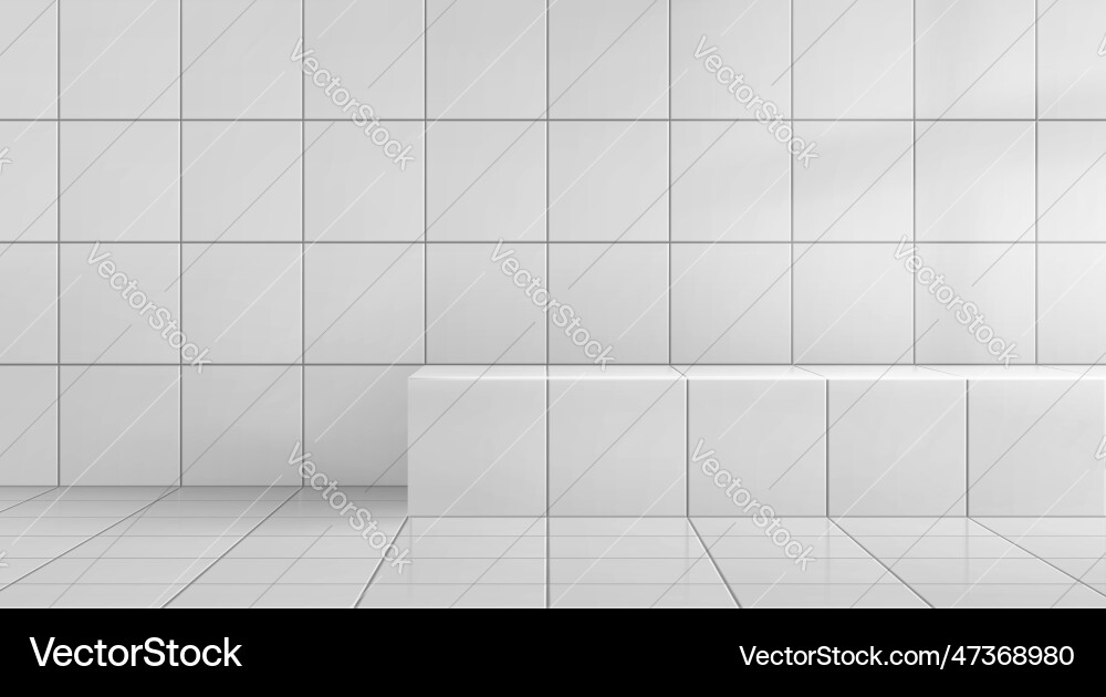 White ceramic tiles on wall and floor Royalty Free Vector