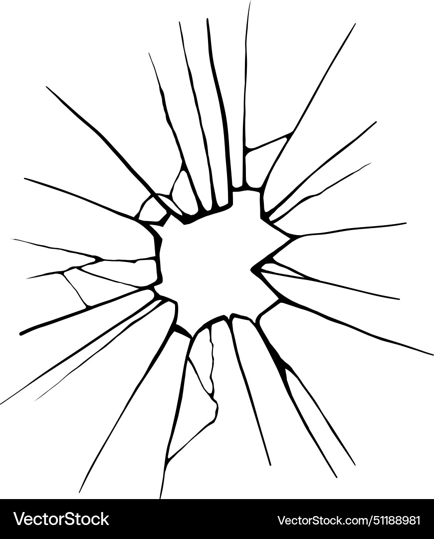 Cracked glass broken window shattered glassy Vector Image