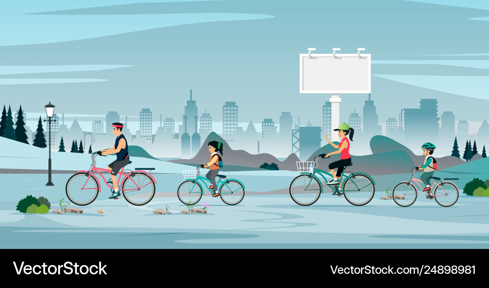 Family bike Royalty Free Vector Image - VectorStock