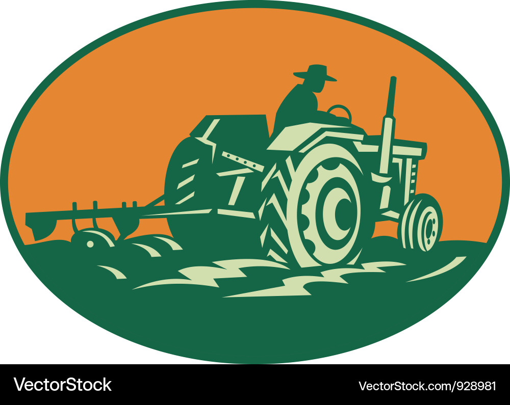 Farmer worker driving farm tractor Royalty Free Vector Image