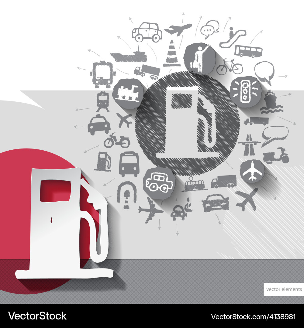 Hand drawn fuel icons with background Royalty Free Vector