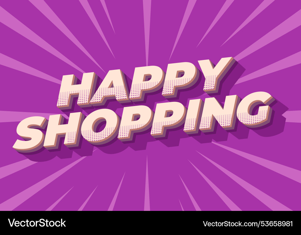 Happy shopping text effect with 3d style Vector Image