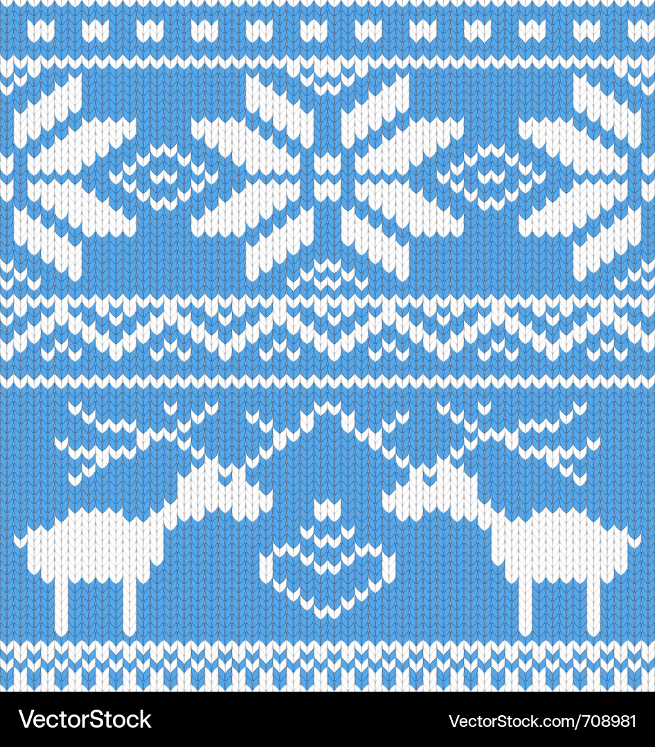 Knitted deer pattern Royalty Free Vector Image