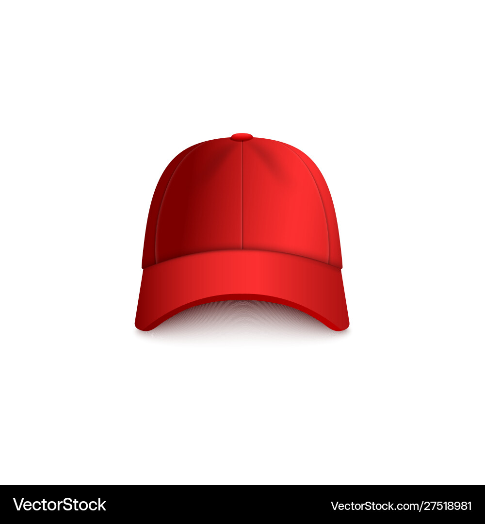 Realistic red baseball cap mockup isolated Vector Image