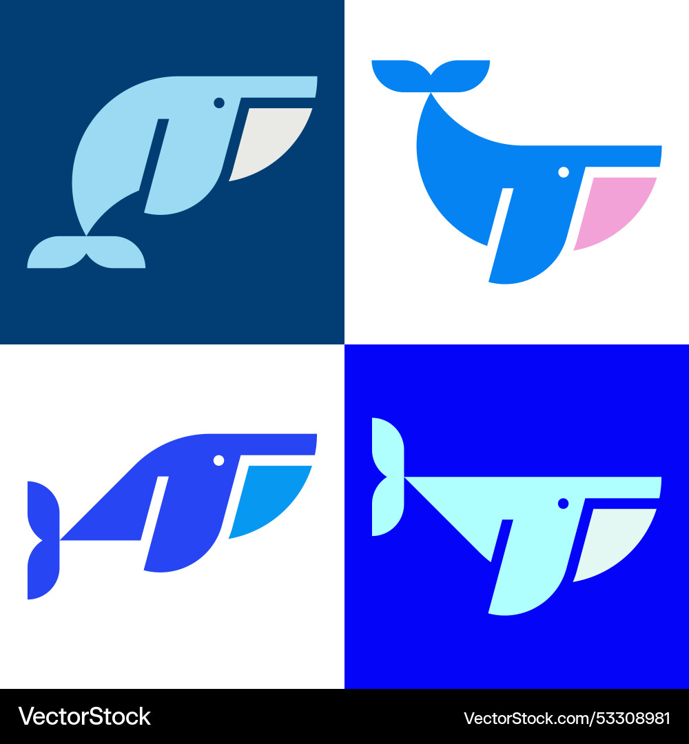 Set of whale logo Royalty Free Vector Image - VectorStock