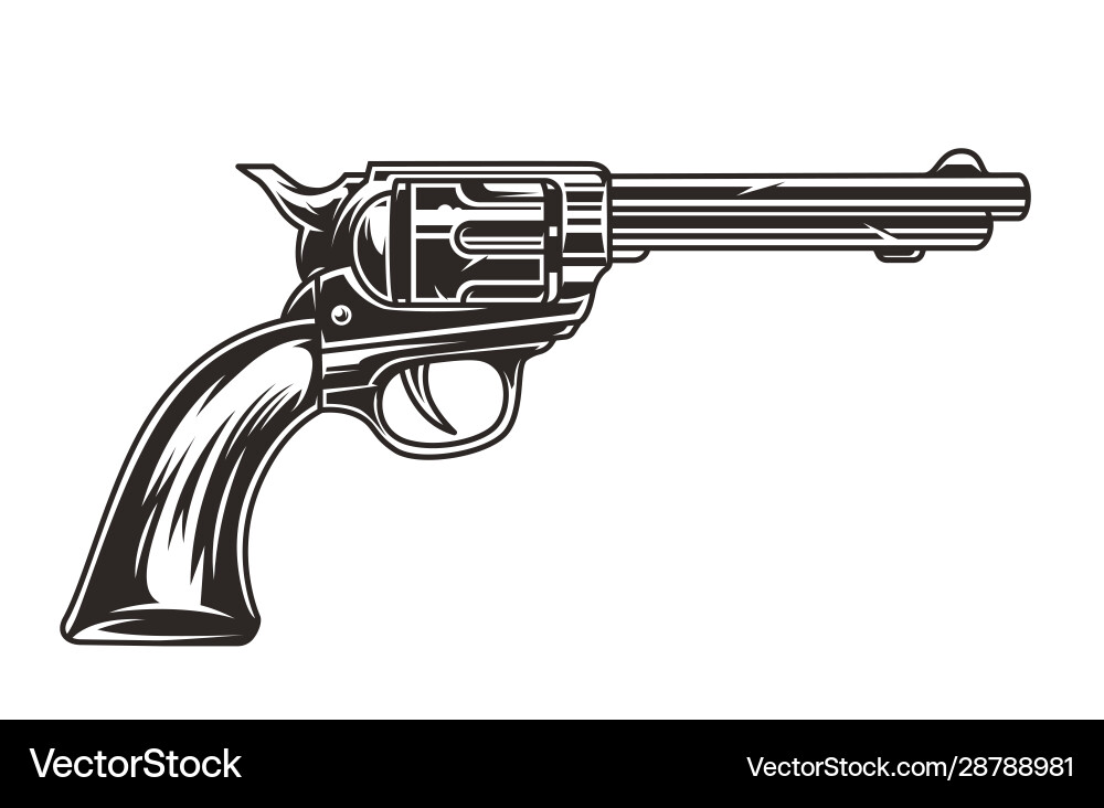 Vintage cowboy gun monochrome template Royalty Free Vector