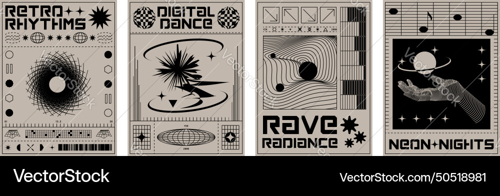 Y2k aesthetic science banners Royalty Free Vector Image