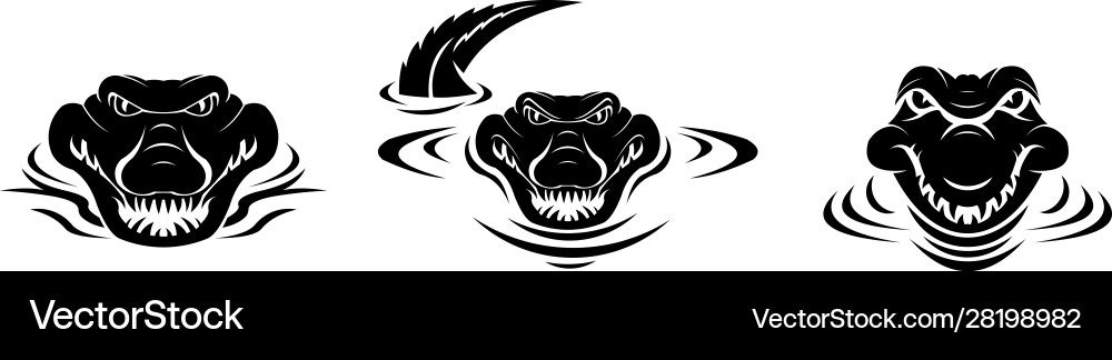 Alligator animal glyph crocodile symbol Royalty Free Vector