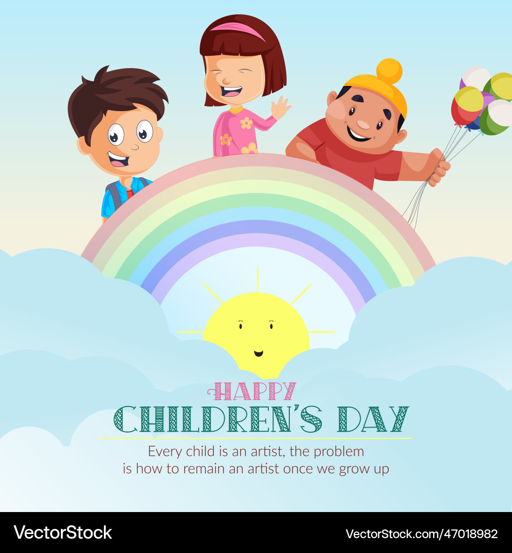 Beautiful happy children day banner design Vector Image