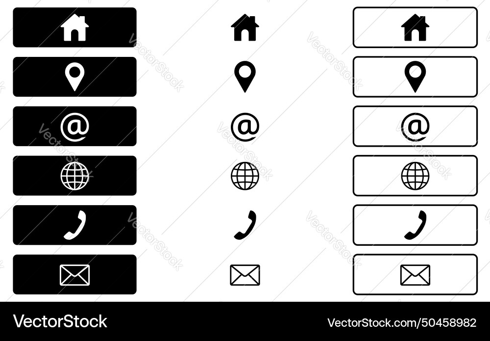 Business contact us icon set rounded rectangle Vector Image