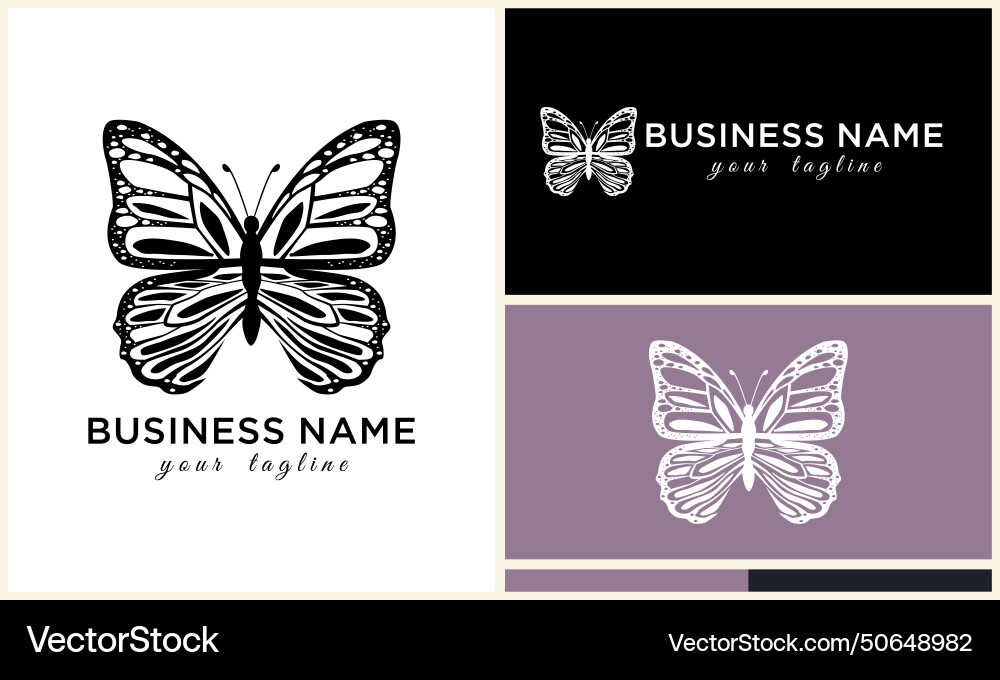 Butterfly line logo template Royalty Free Vector Image