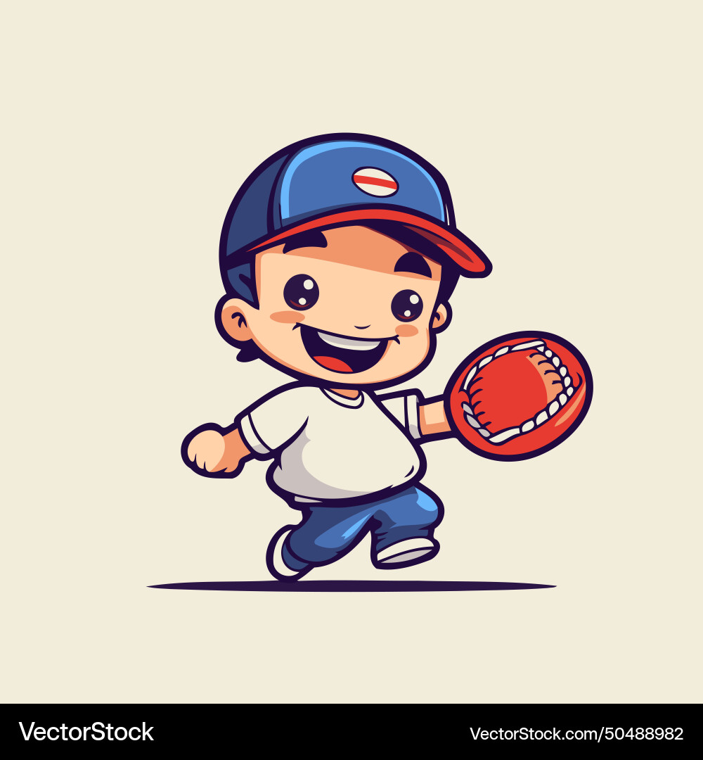 Cartoon baseball player with ball Royalty Free Vector Image