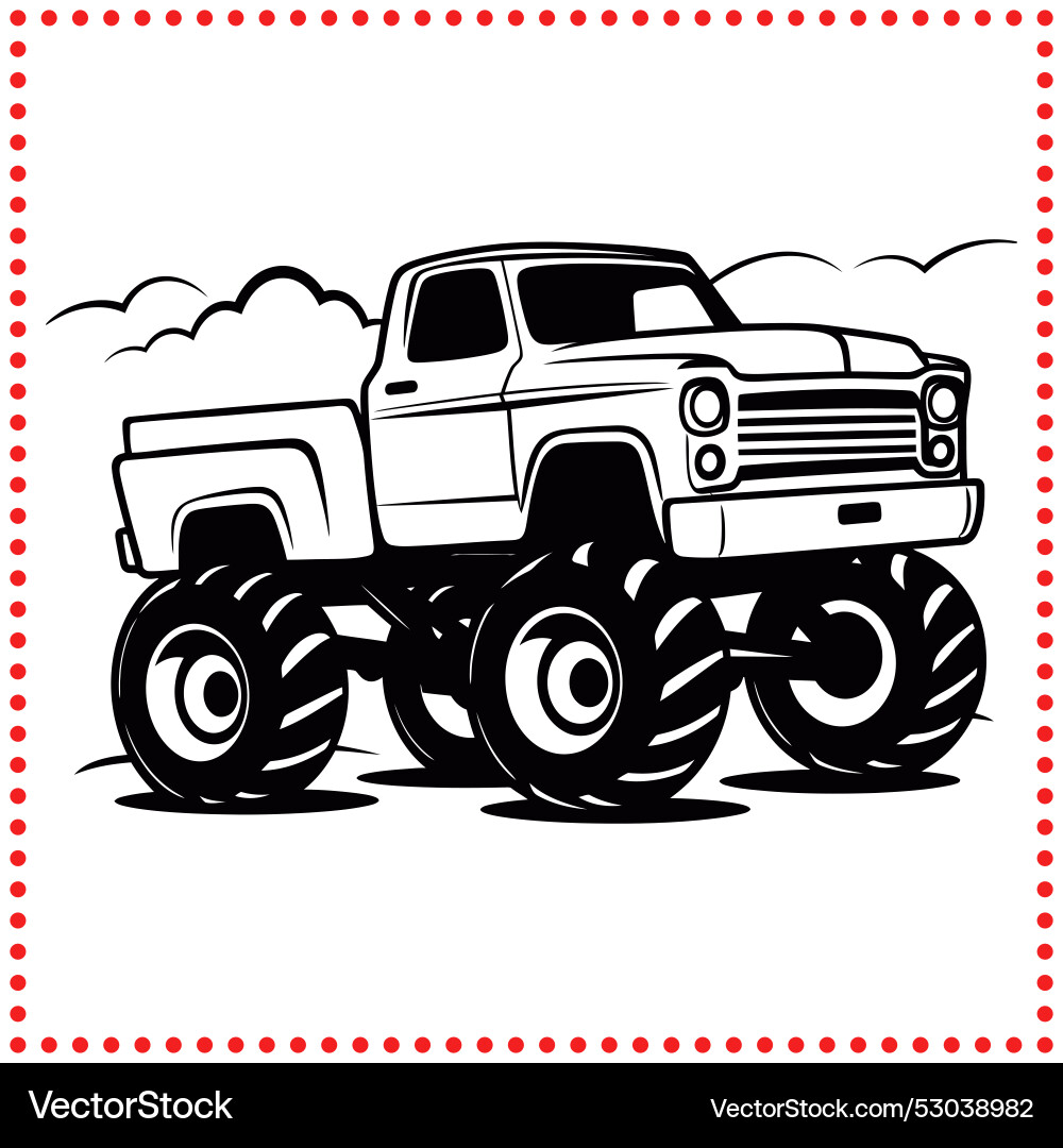 Classic pickup truck with monster tires Royalty Free Vector Classic pickup truck with monster tires Royalty Free Vector