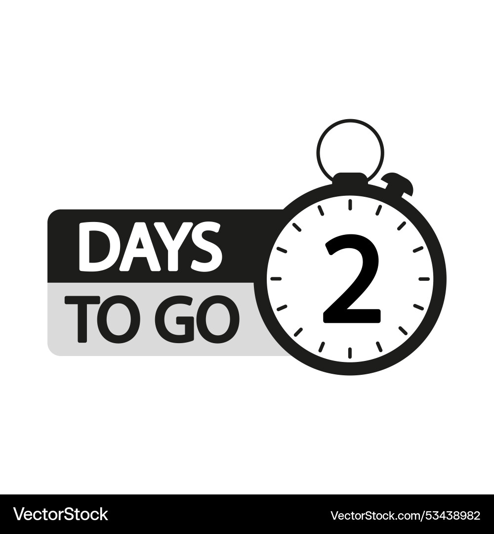 Countdown Timer Nummer zwei Fokus fett 2 Tage Vektorbild