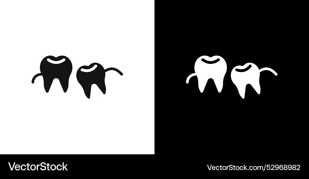 Crooked teeth icon flat fill set collection Vector Image