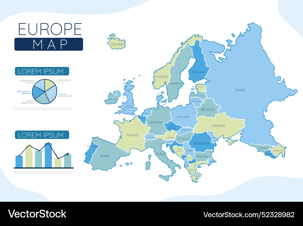 Hand drawn europe map infographic Royalty Free Vector Image