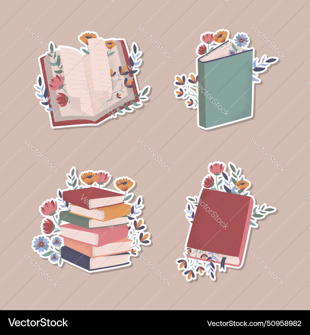 Hand drawn stickers collection for world book day Vector Image