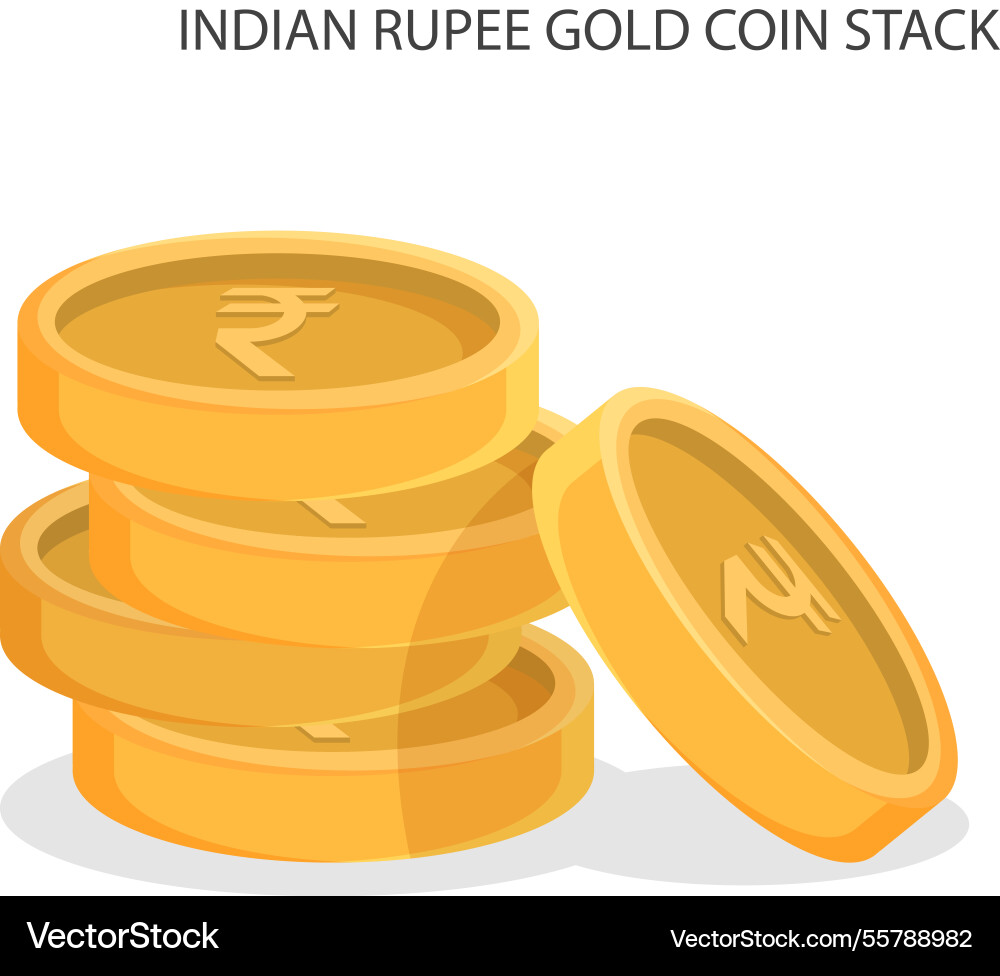 Indian rupee gold coin stack Royalty Free Vector Image