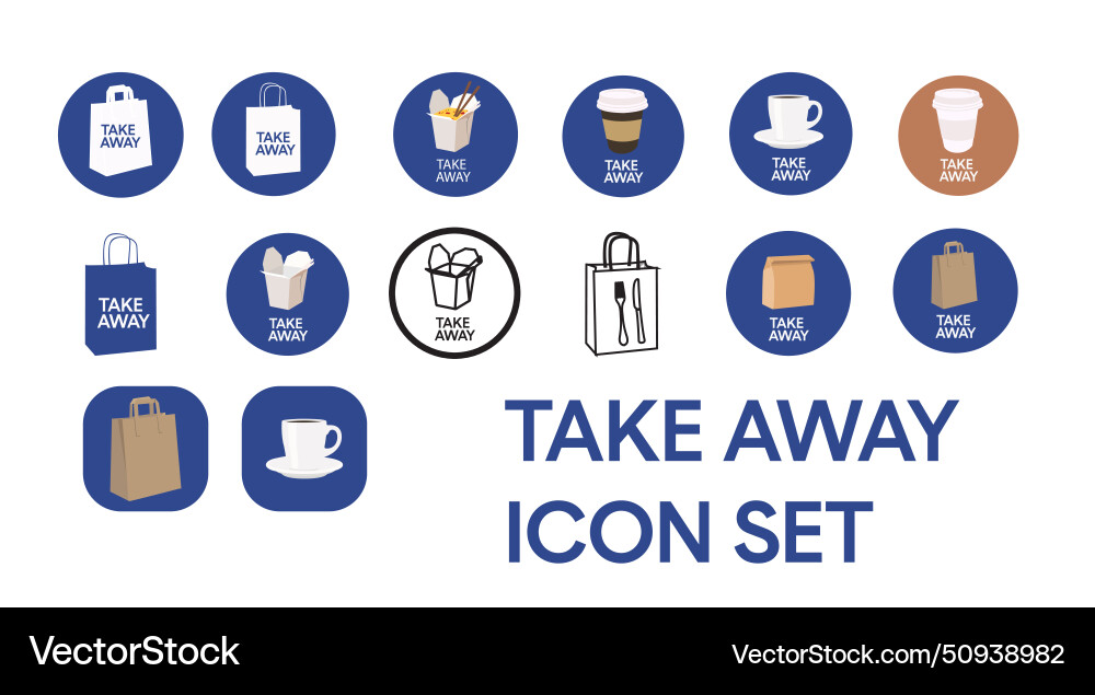 Isolated take away icon set or collection Vector Image